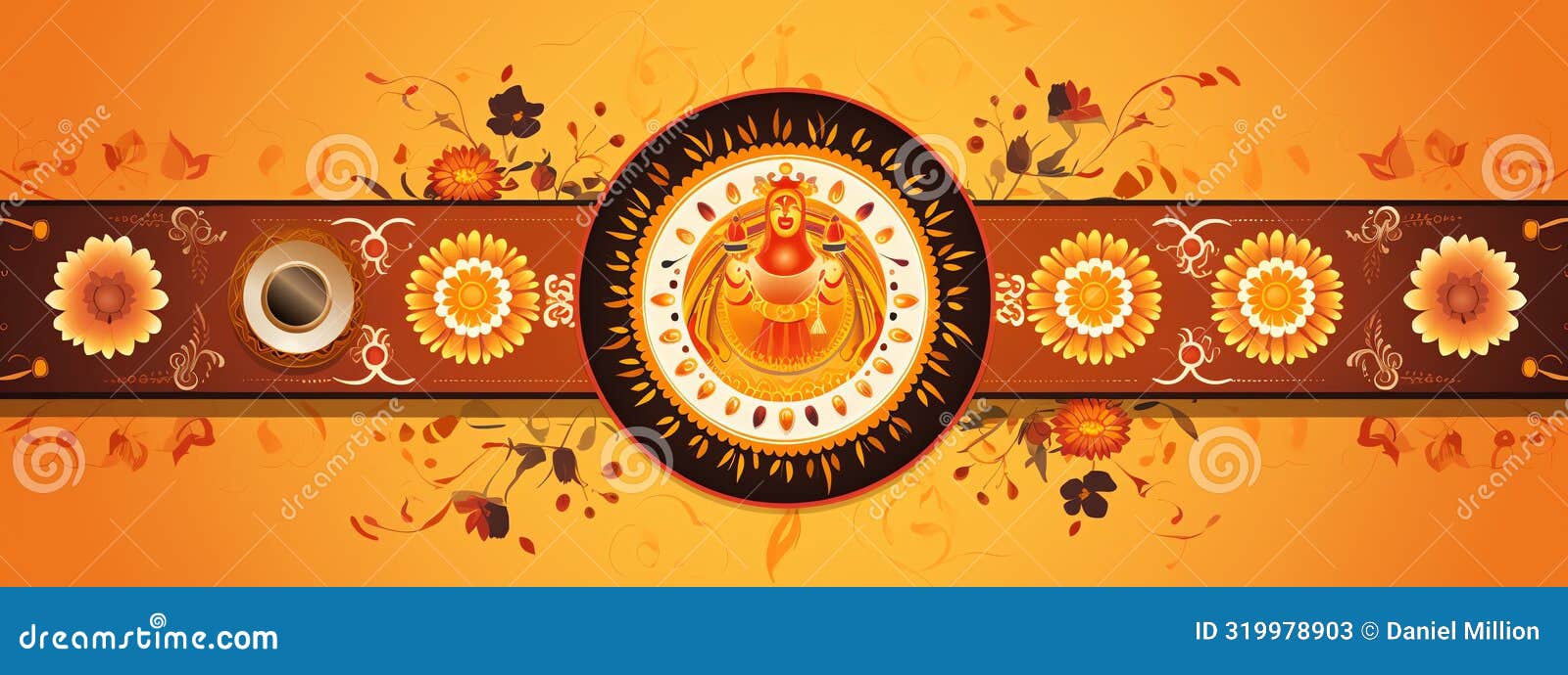 Puja Thali Prayer Tray Diwali Banner Stock Illustration - Illustration ...