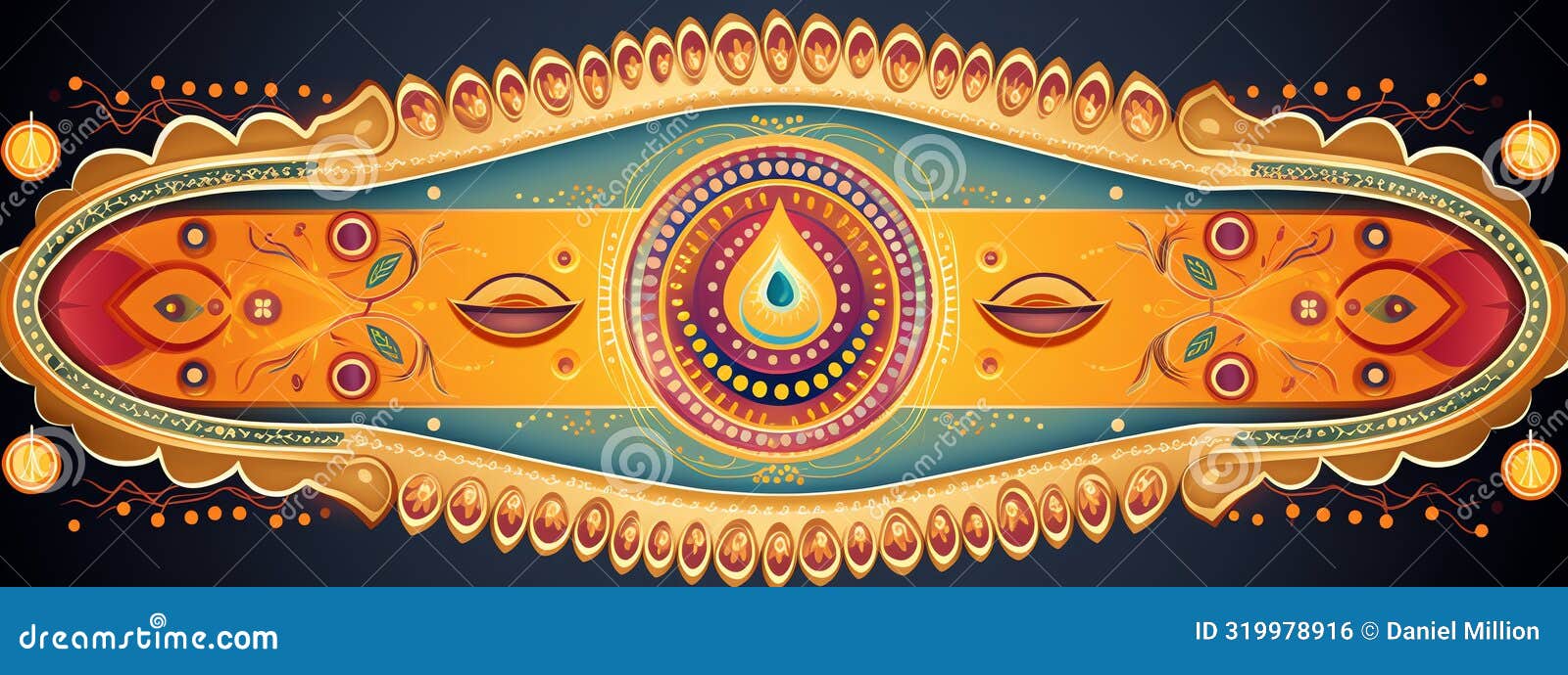 Puja Thali Prayer Tray Diwali Banner Stock Illustration - Illustration ...