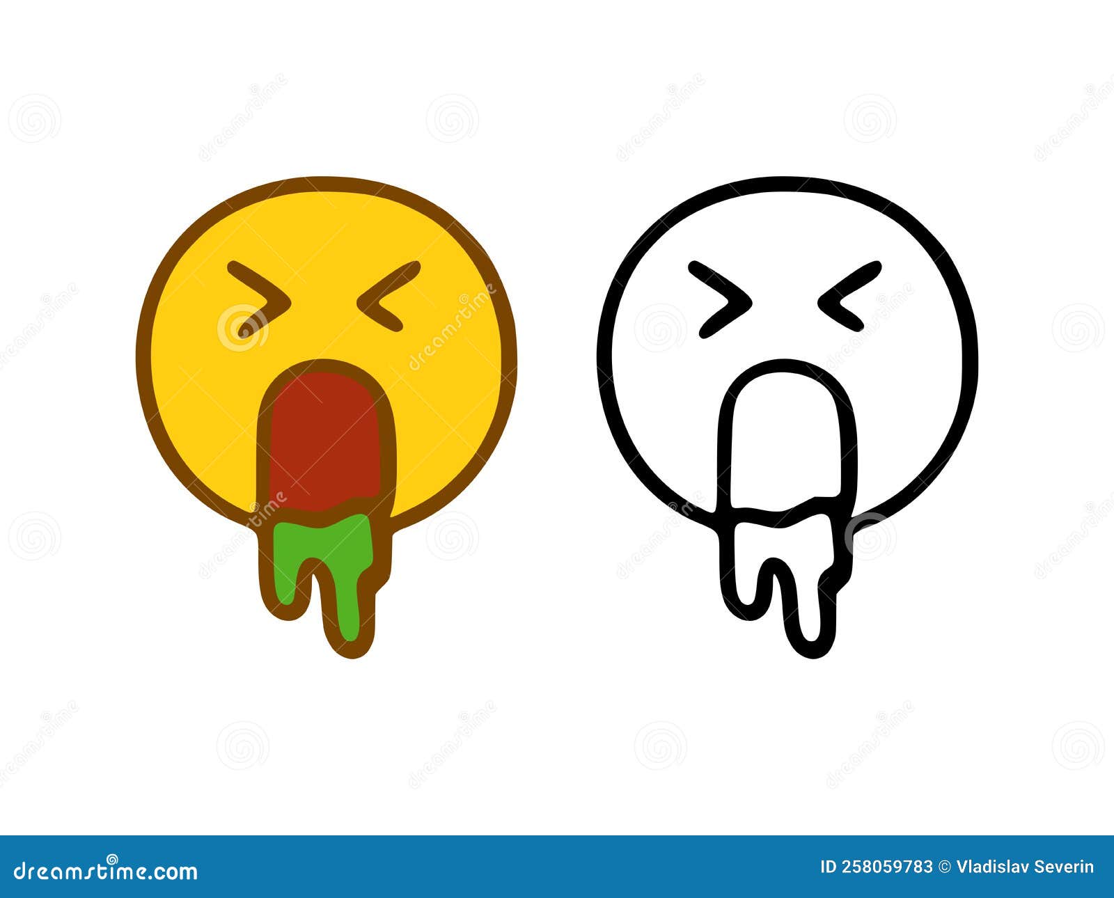 Puke Emoticon in Doodle Style Stock Vector - Illustration of background ...