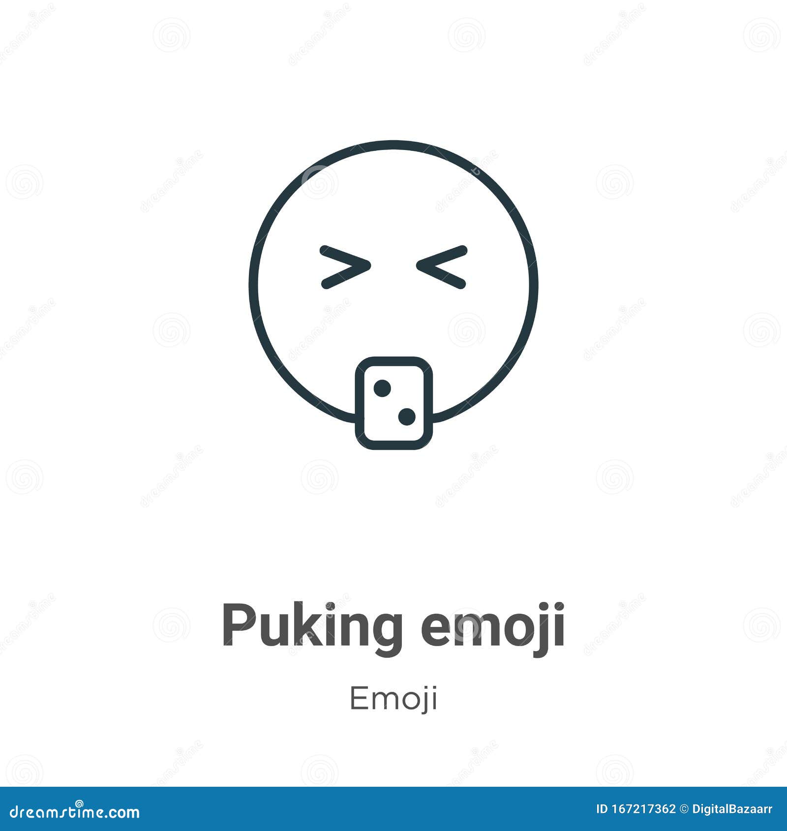 Puking Emoji Outline Vector Icon. Thin Line Black Puking Emoji Icon ...