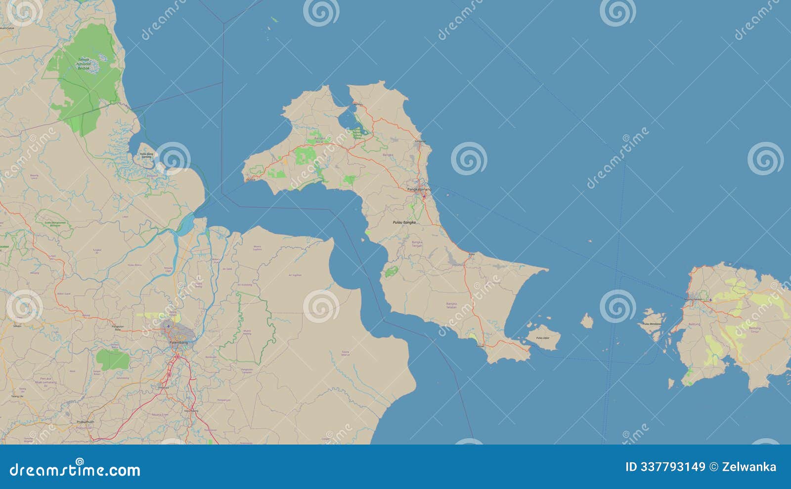 Pulau Bangka. Indonesia. Topo Standard Stock Illustration - Illustration of border, atlas: 337793149