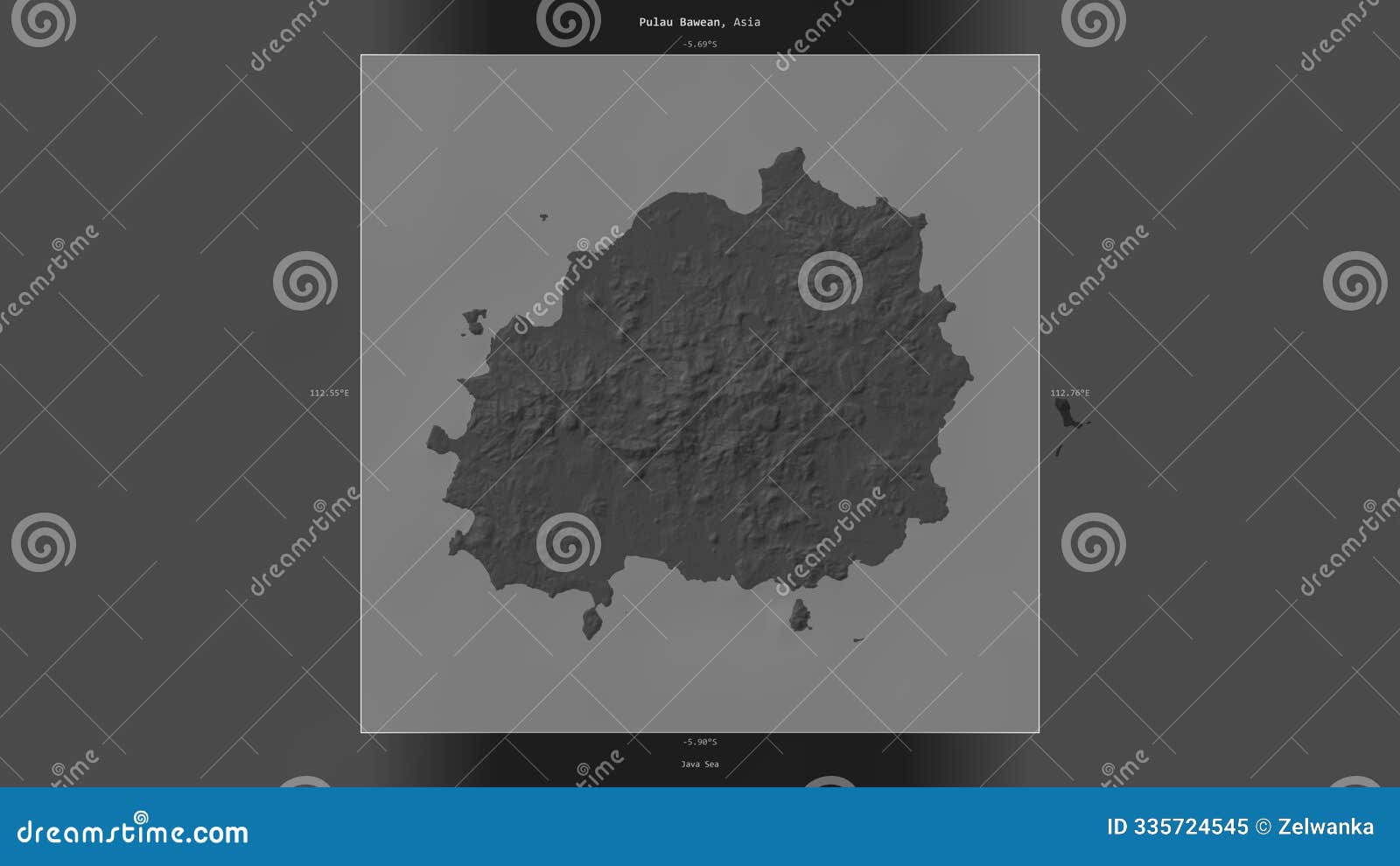 Pulau Bawean, Indonesia, Highlighted and Labelled. Bilevel Stock ...