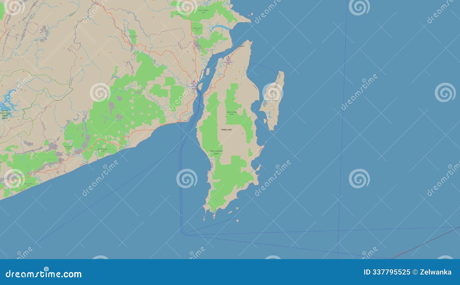 Pulau Laut, Indonesia, Highlighted And Labelled. Bilevel Stock Image ...