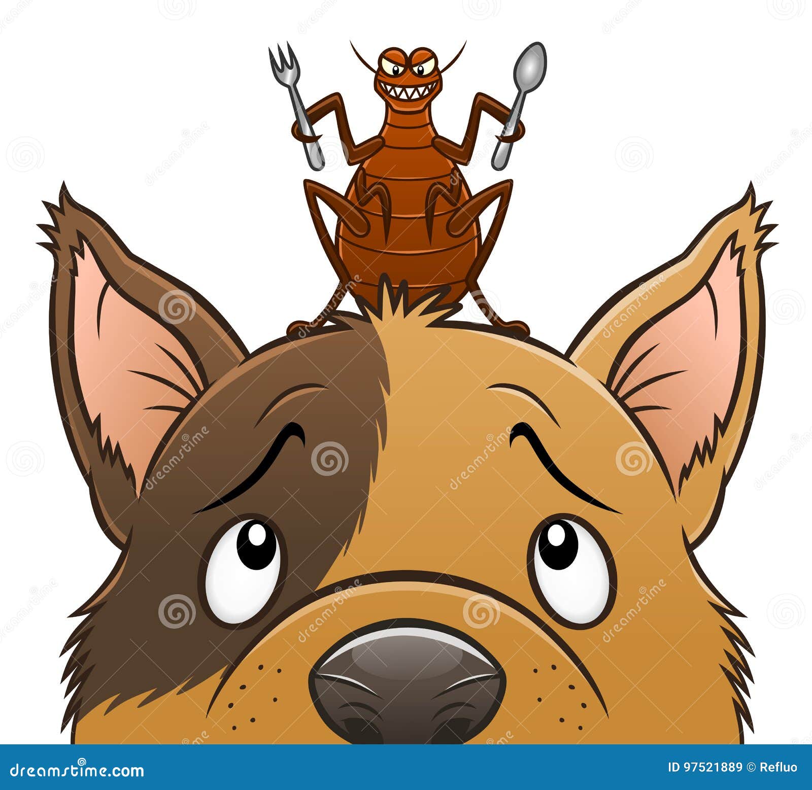 Pulce Che Va Mangiare Il Cane Illustrazione Vettoriale - Illustrazione ...