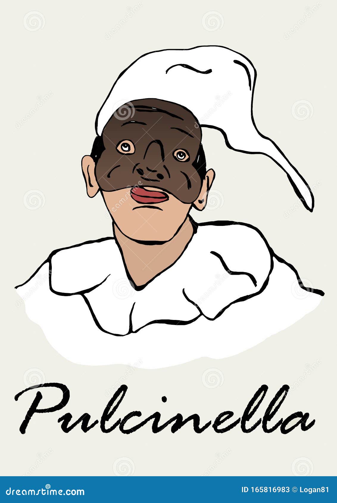 Pulcinella Classic Naples Mask Stock Illustration - Illustration of ...
