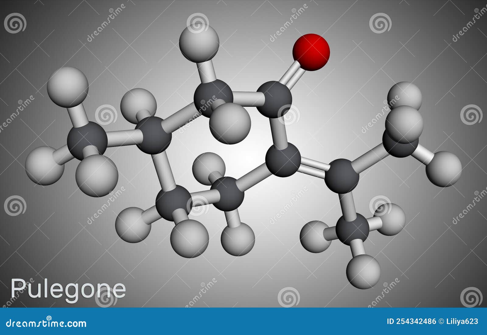 Pulegone Molecule. 3D Rendering. Atoms Are Represented As Spheres With ...