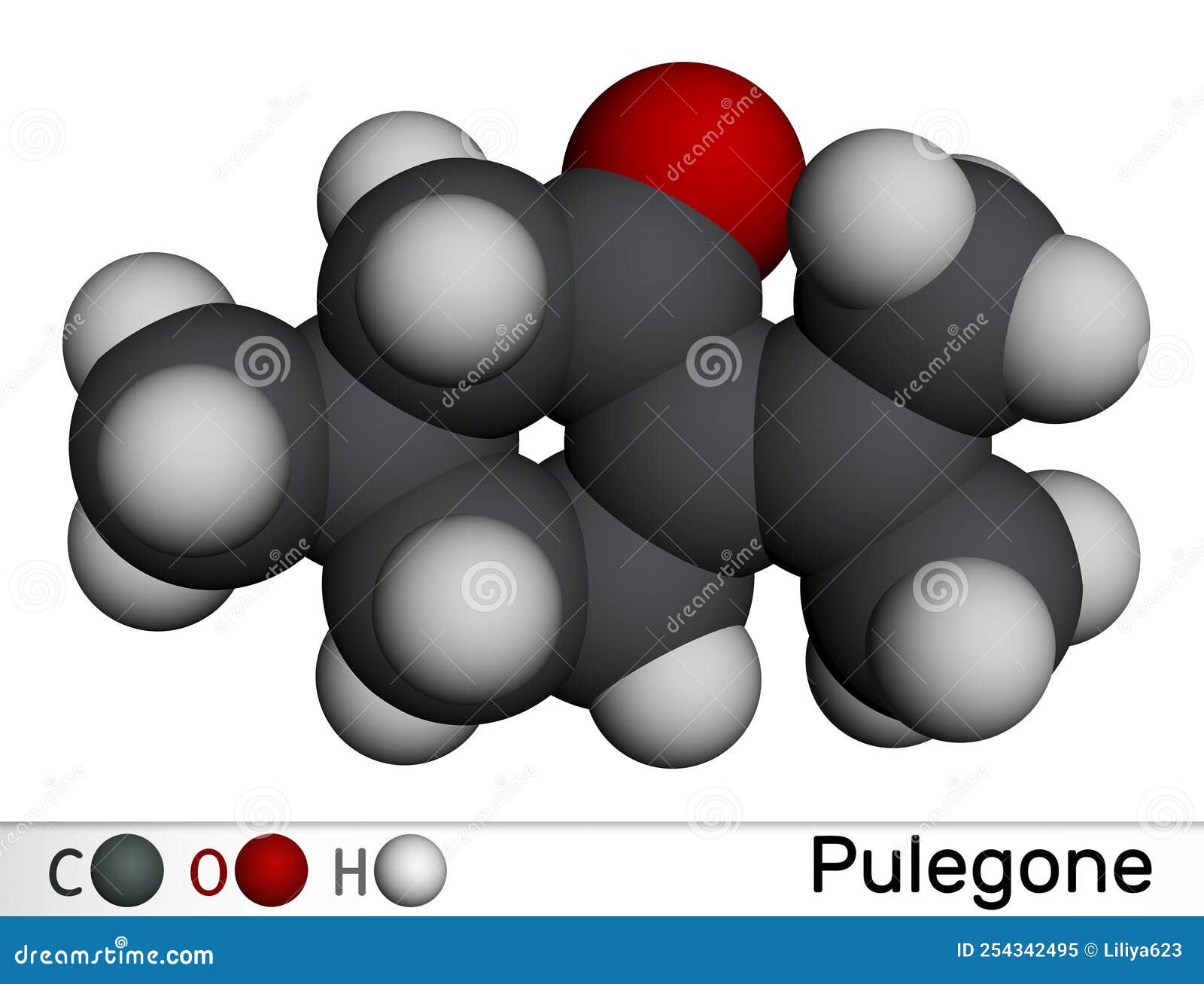 Pulegone Molecule. it is Natural Component of Essential Oils. Molecular ...