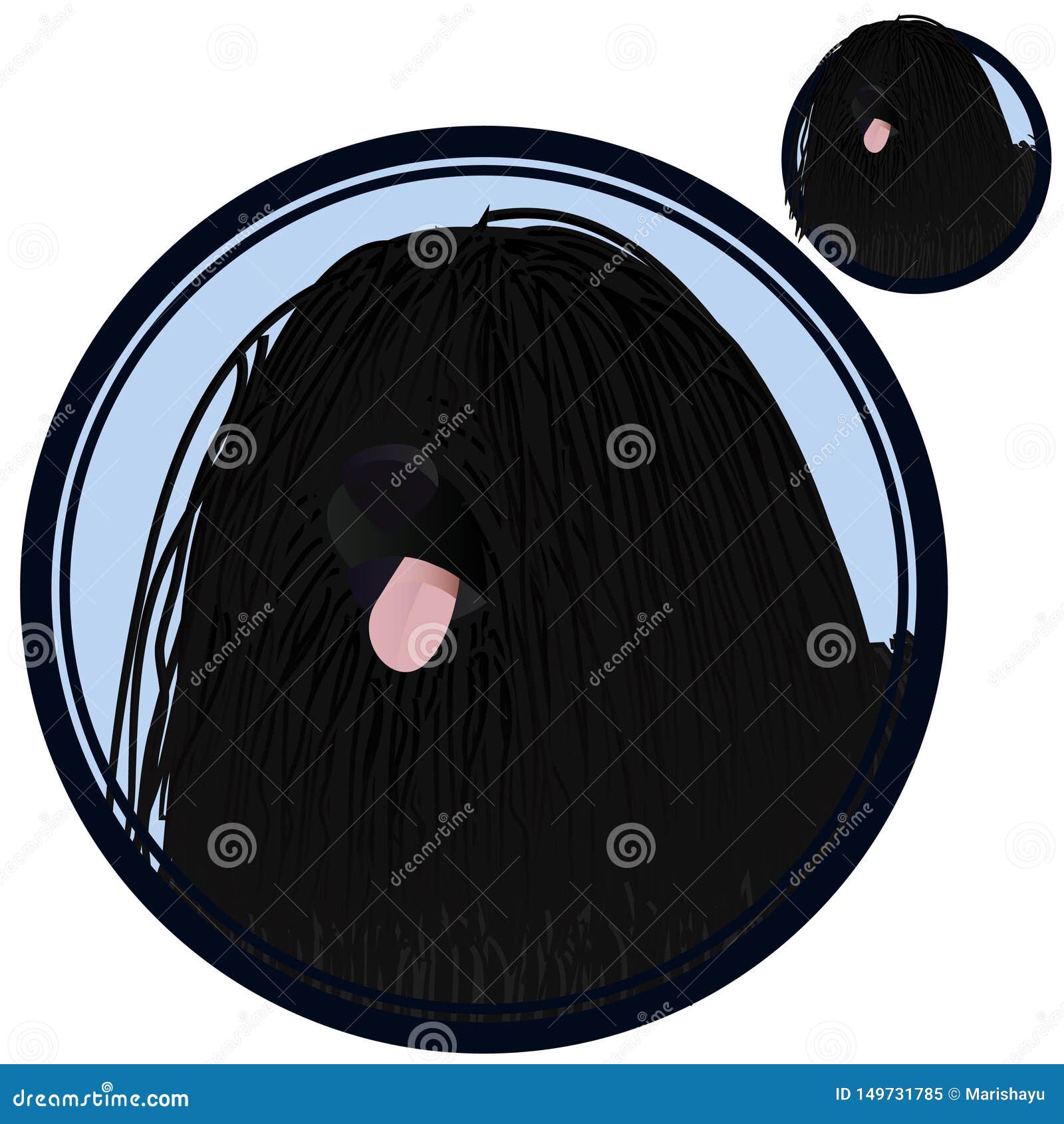 Puli dog head in circle stock vector. Illustration of animal - 149731785