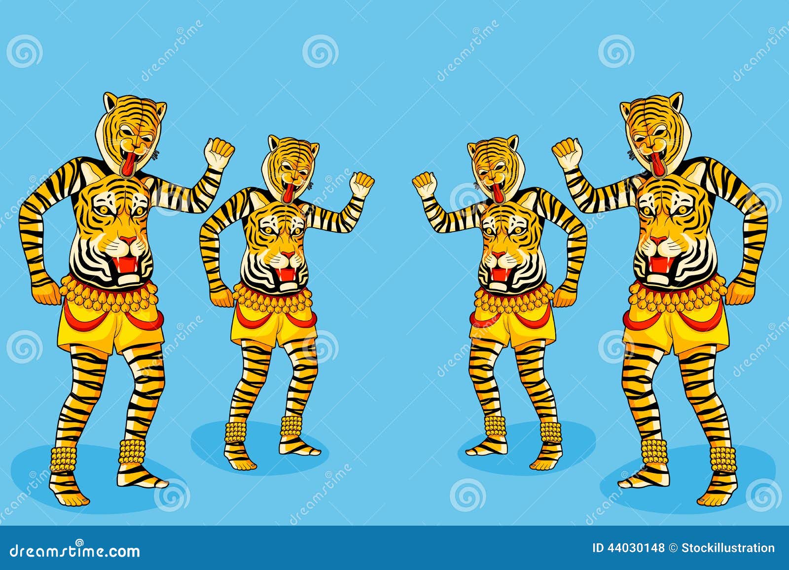 Puli Kali, Tiger Dance for Onam Stock Vector - Illustration of hinduism ...