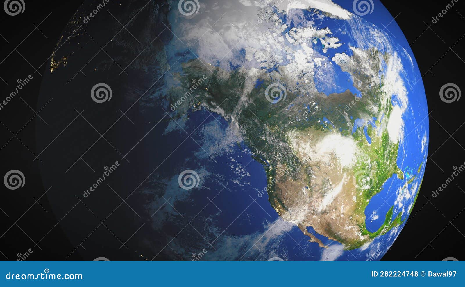 Pull Back Shot of Rotating Planet Earth from Space. North American ...