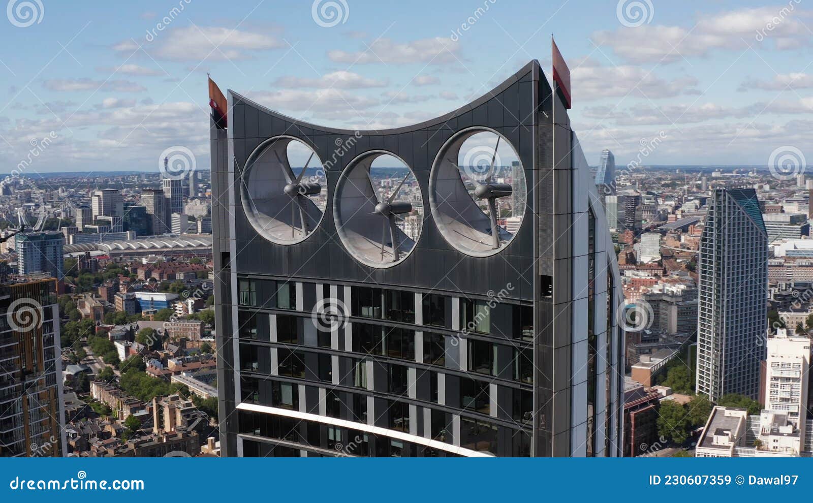 Pull Back Shot of Top of Strata Skyscraper. Modern Design Tall ...