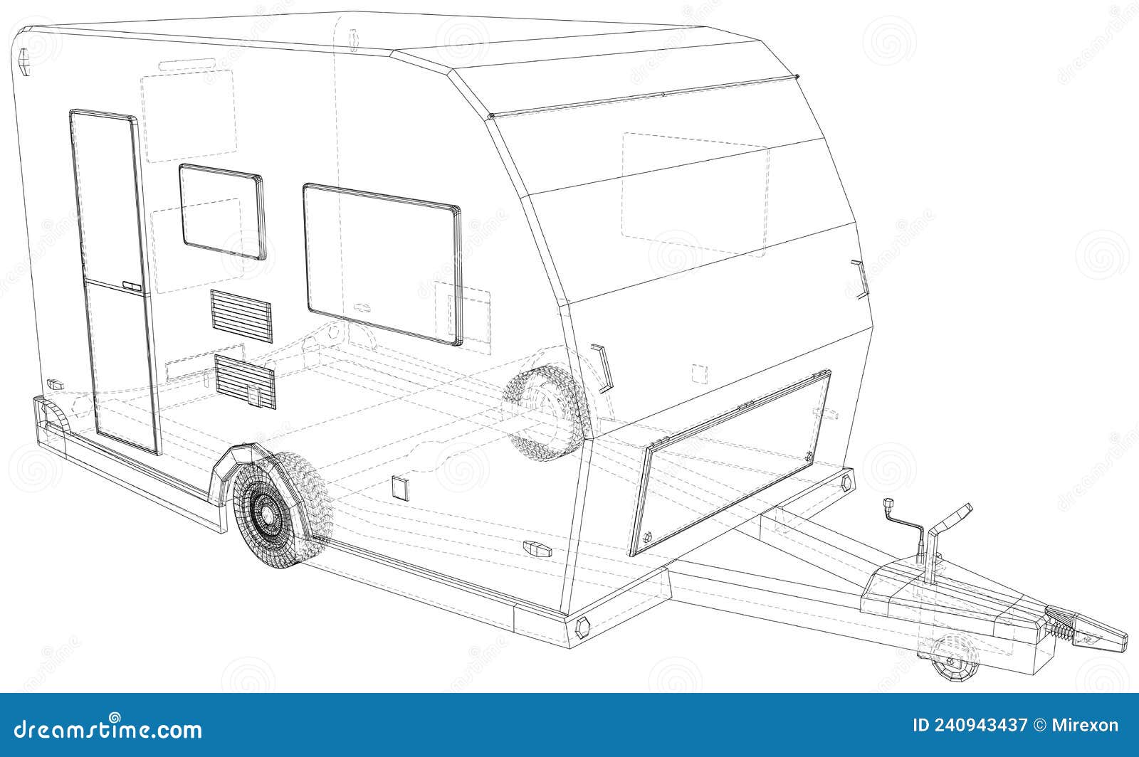 Pull Behind Camper Outline Vector. Wire-frame Stock Vector ...