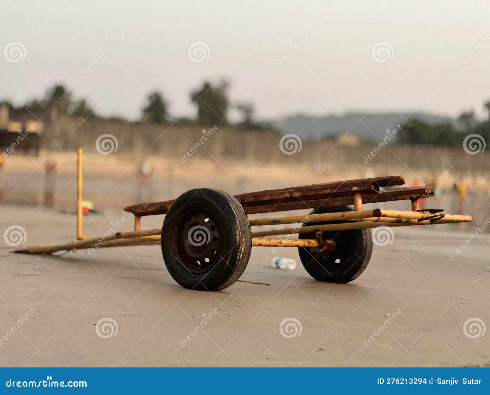 Pull car on the beach stock photo. Image of wood, beach - 276213294