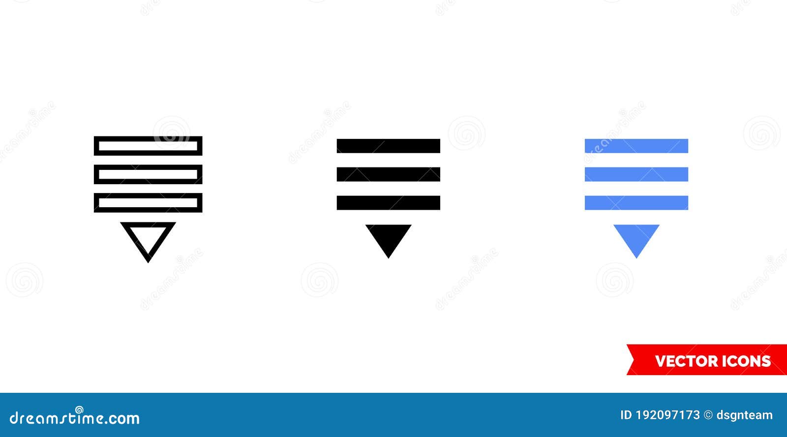 Pull Down Icon of 3 Types. Isolated Vector Sign Symbol. Stock Vector ...