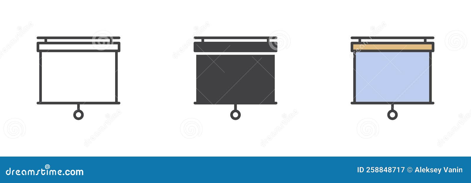 Pull Down Projector Screen Different Style Icon Set Stock Vector ...