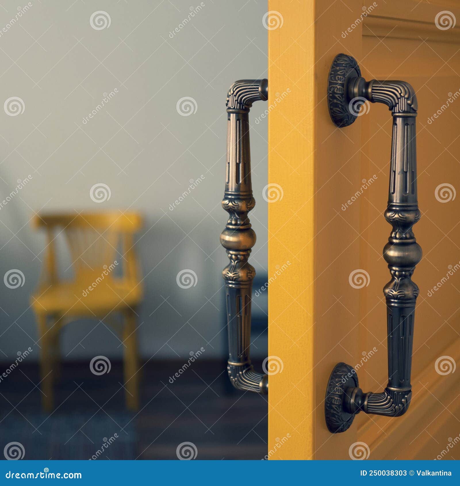 Pull Handles on Rose. Back To Back Pull Handles, Close Up. House ...