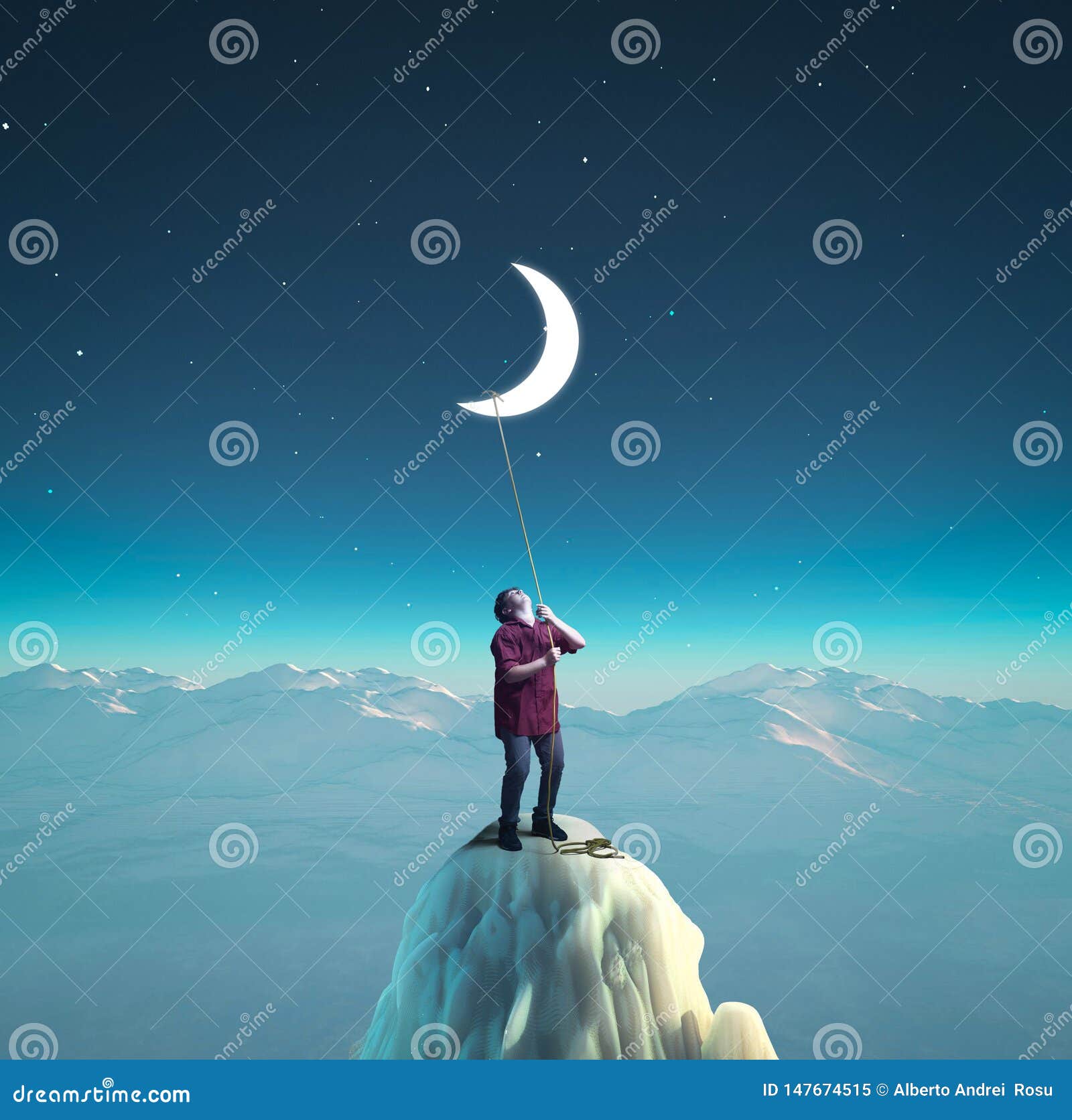 Pull the moon stock image. Image of concept, goal, inspiration - 147674515
