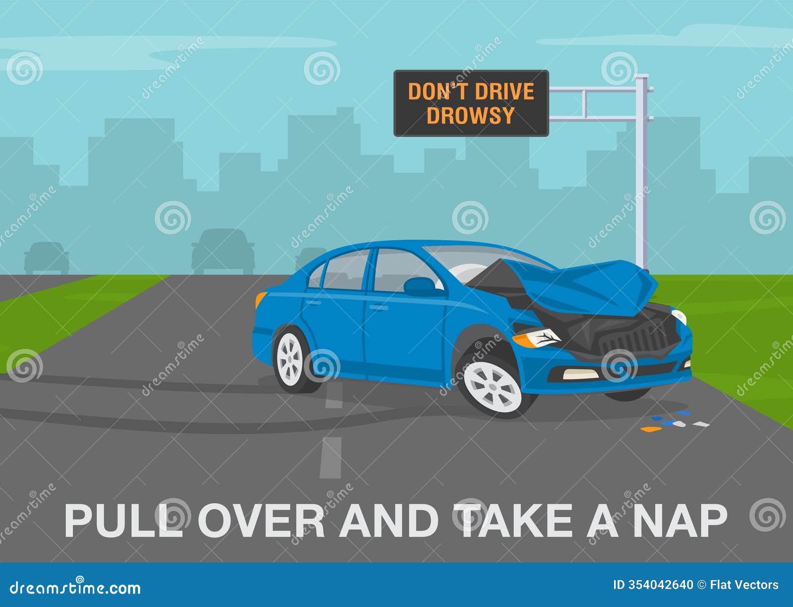 Pull Over And Take A Nap. Traffic Accident On Motorway In Front Of A ...