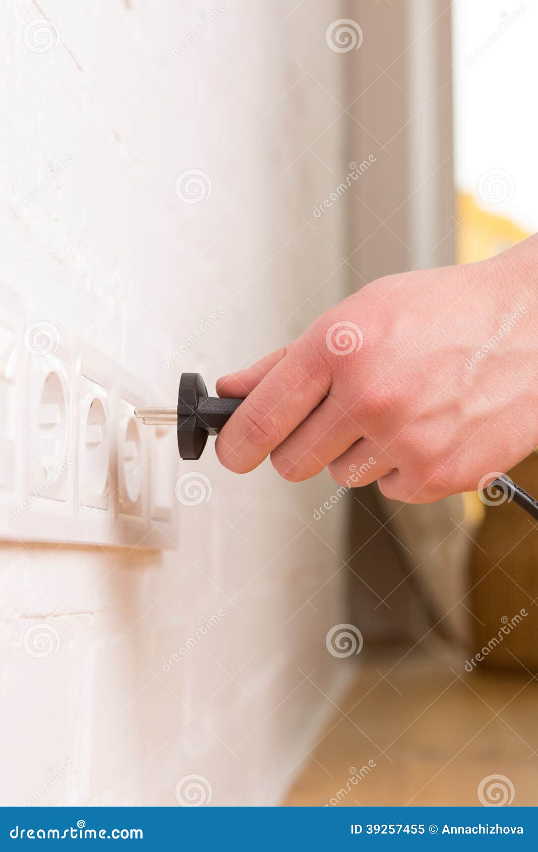 Pull the Plug Concept with Man Pulling Black Cord and Plug Stock Image ...