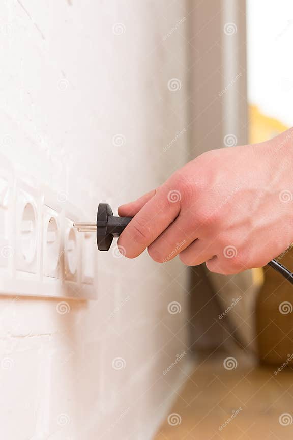 Pull the Plug Concept with Man Pulling Black Cord and Plug Stock Image ...