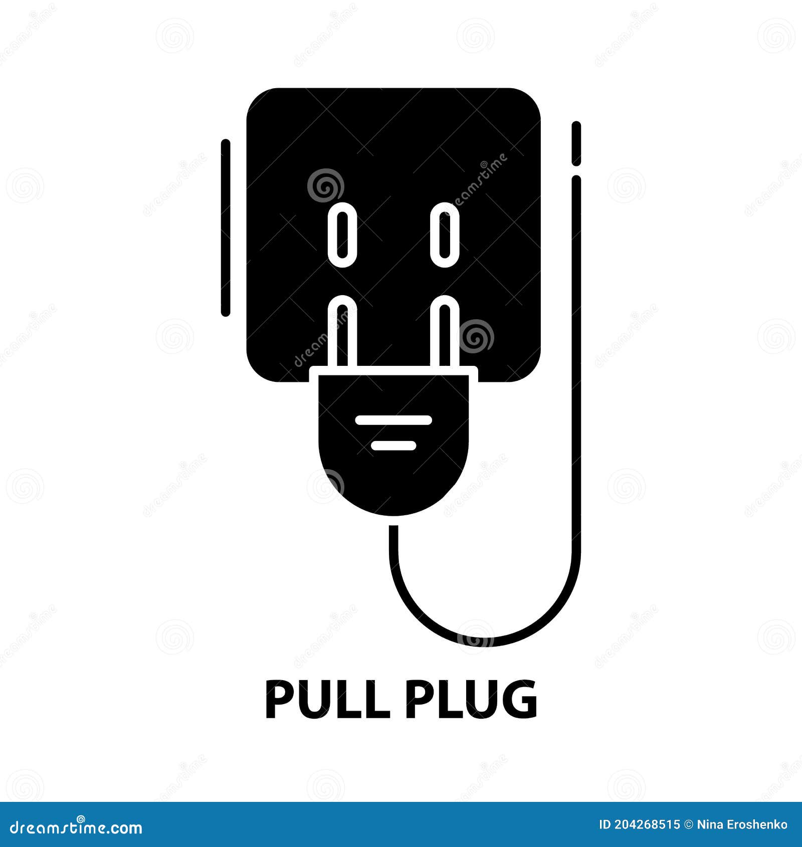 Pull Plug Symbol Icon, Black Vector Sign with Editable Strokes, Concept ...