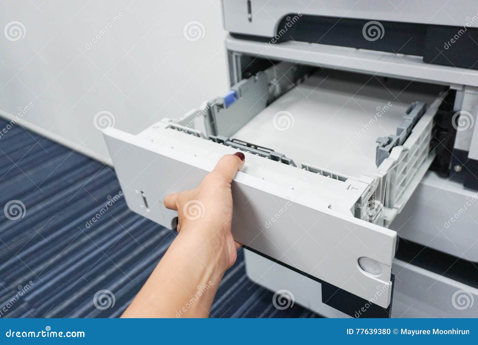 Pull printer tray by woman stock photo. Image of laser - 77639380