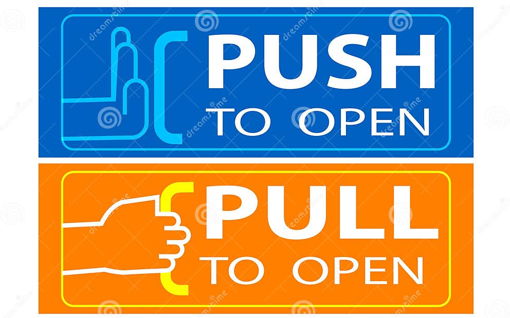 Pull or Push Door Signs. Vector Push and Pull Icon Sticker Design ...
