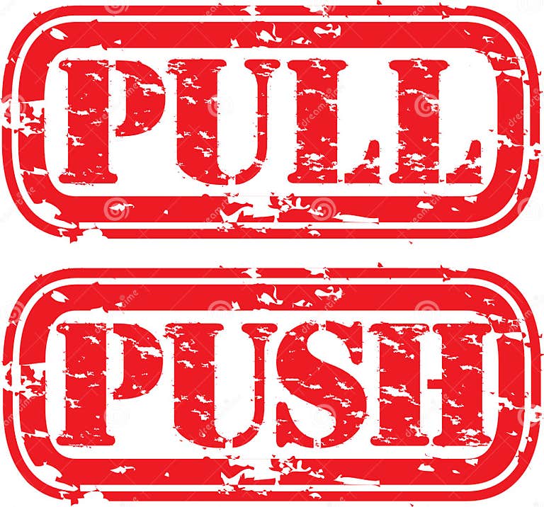 Pull Push Rubber Stamp, Vector Stock Vector - Illustration of close ...