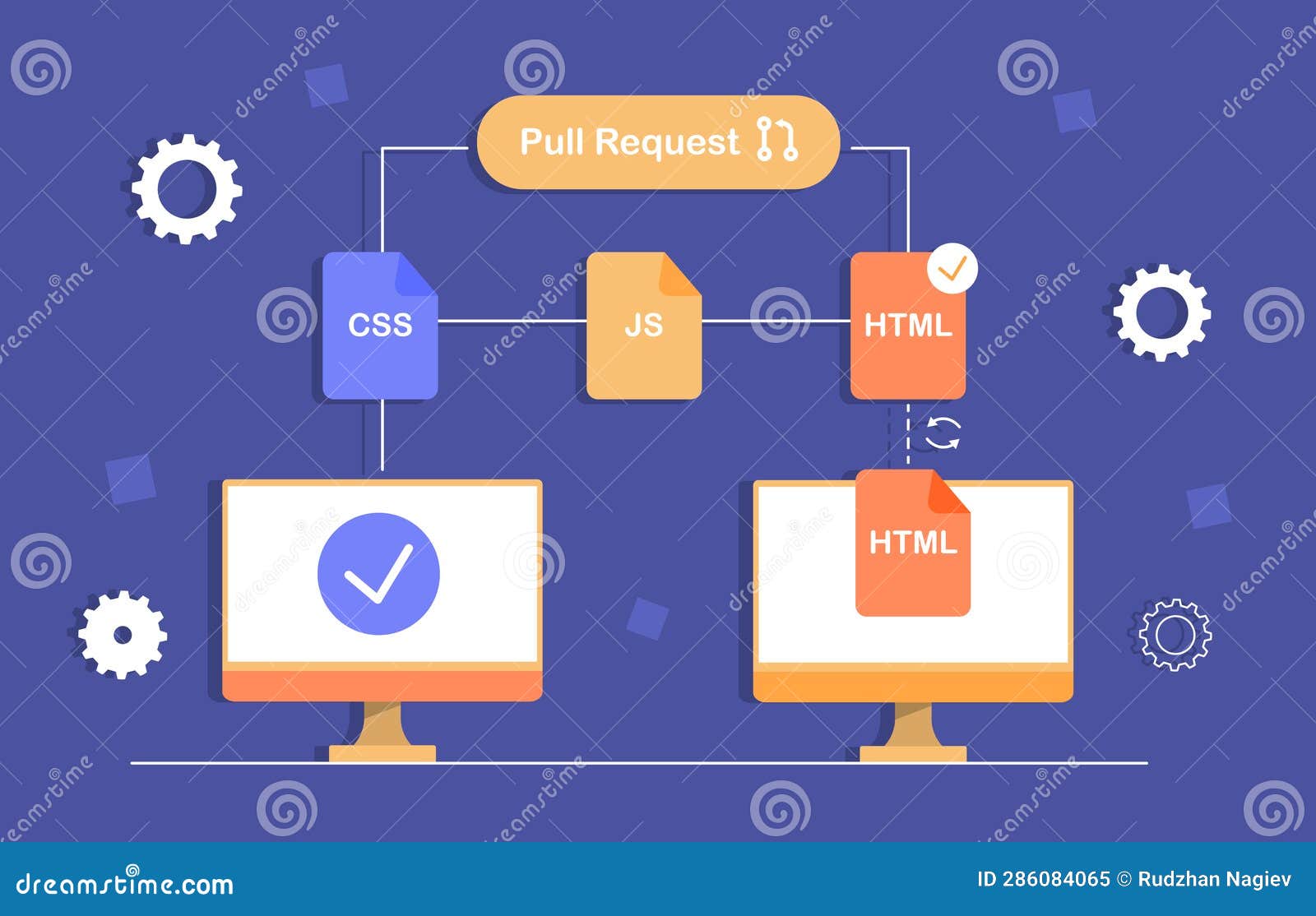 Git Pull Request Icon Line Isolated On White Background. Black Flat Thin Icon On Modern Outline ...