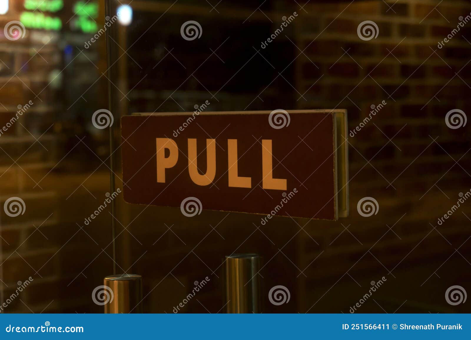 Pull Sign Board on a Glass Door Stock Image - Image of hotel, board ...
