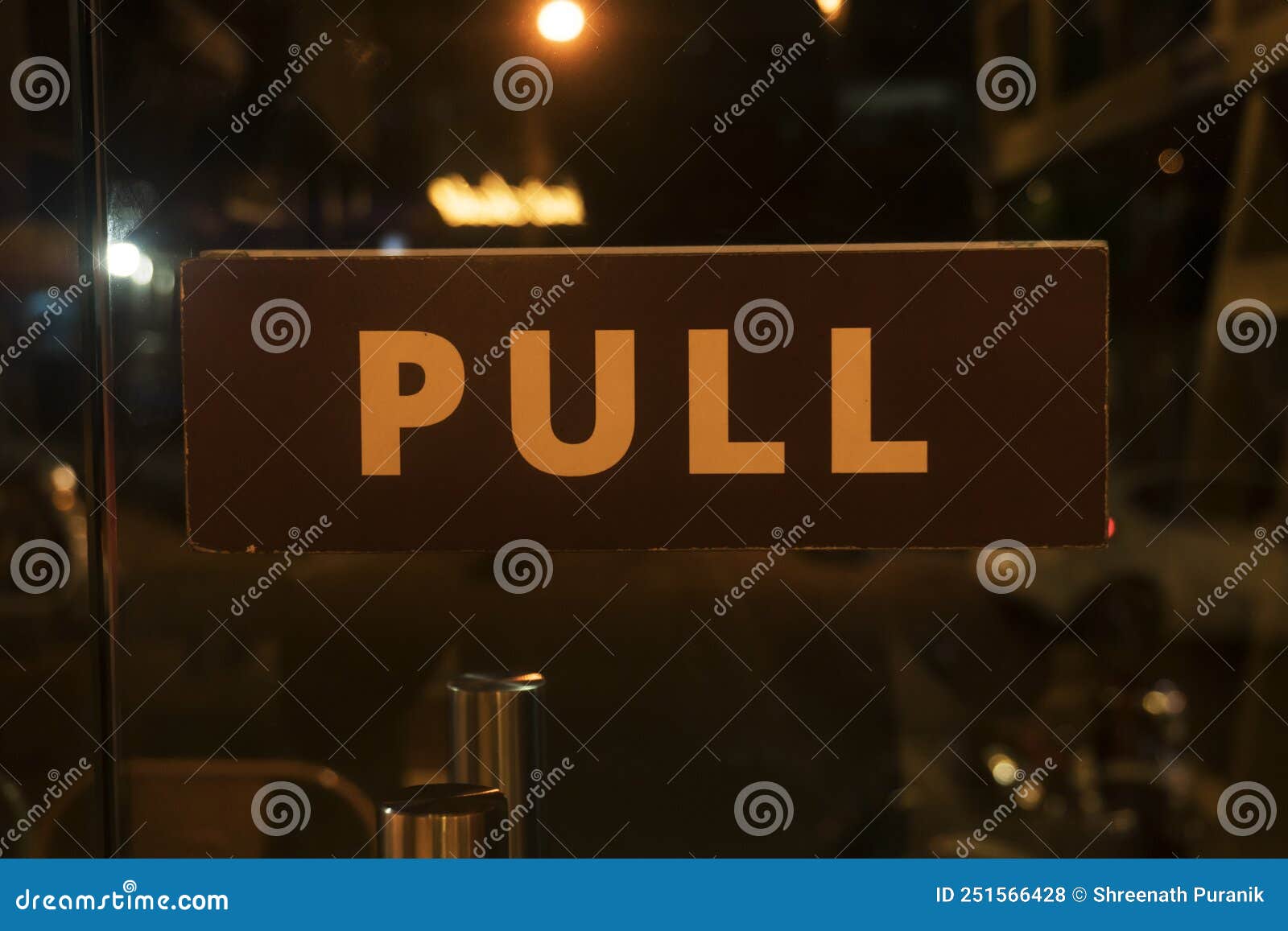 Pull Sign Board on a Glass Door Stock Photo - Image of traffic, life ...