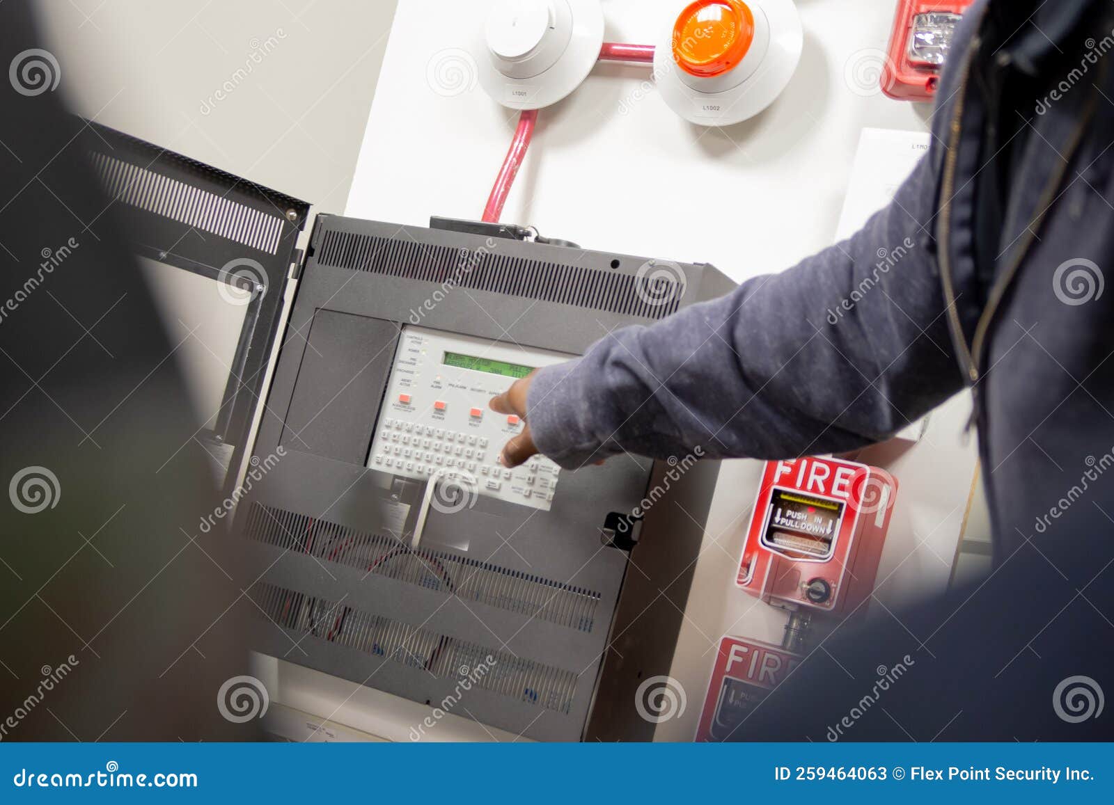 Fire Alarm and Mock Sprinkler System Attached To a White Wall Used for ...