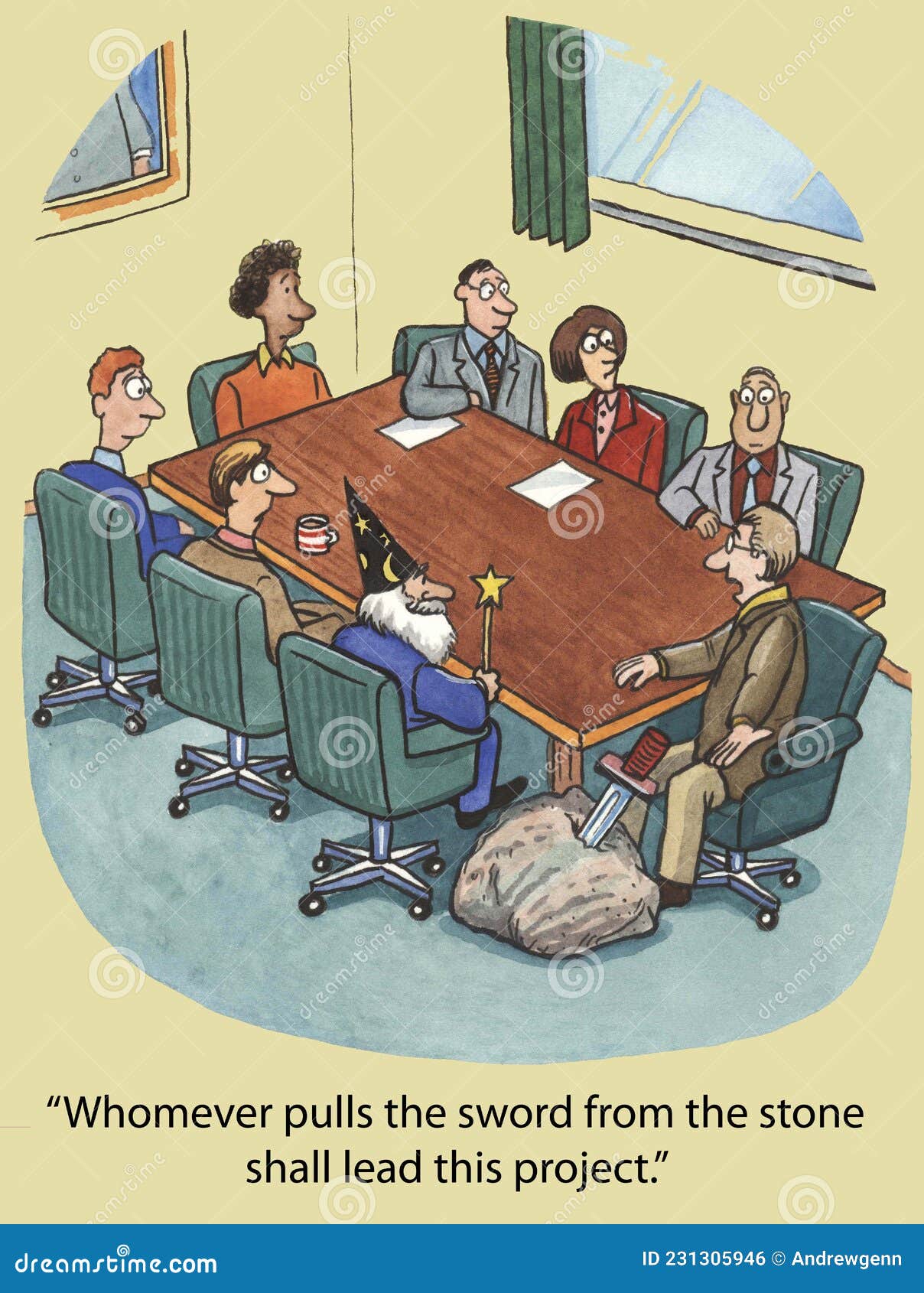 Pull the Sword from the Stone. Stock Illustration - Illustration of ...