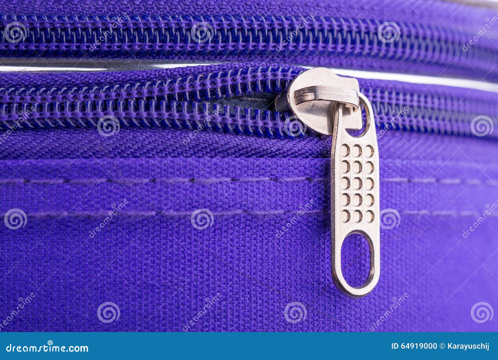 Pull Tab and Chain of a Zipper on a Violet Suitcase Stock Photo - Image ...