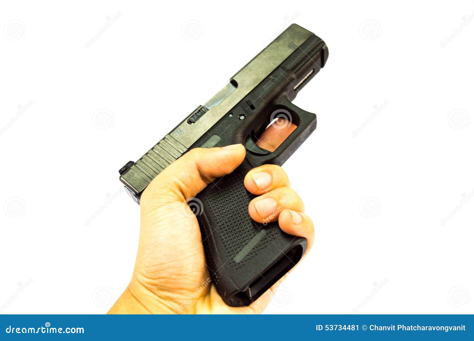 The Pull a Trigger Gun Isolate Bakground Stock Image - Image of handgun ...