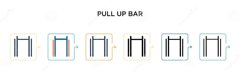 Pull Up Bar Vector Icon in 6 Different Modern Styles. Black, Two ...