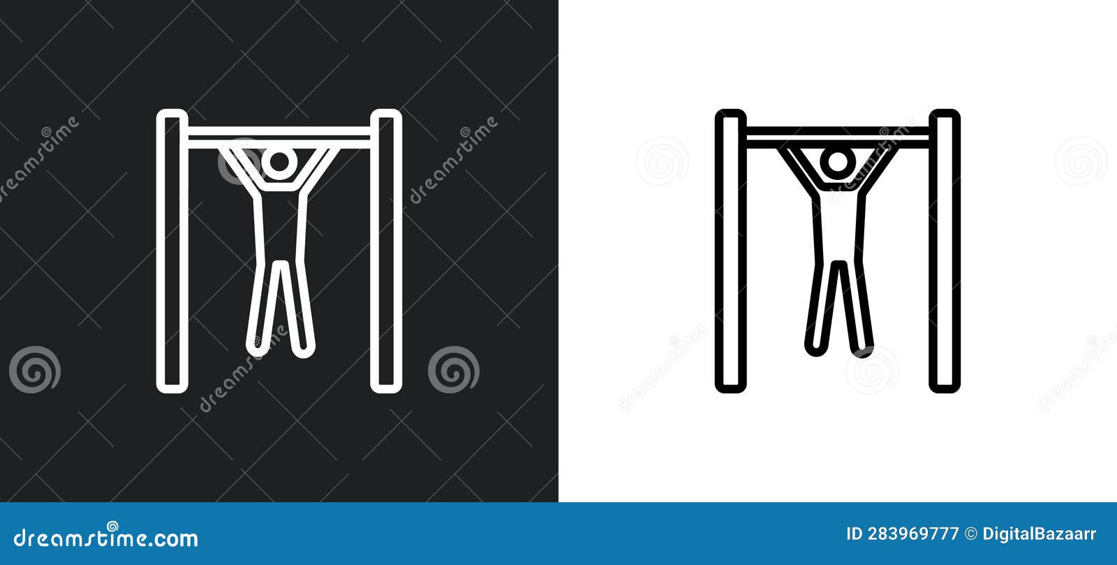Pull Up Outline Icon in White and Black Colors. Pull Up Flat Vector ...