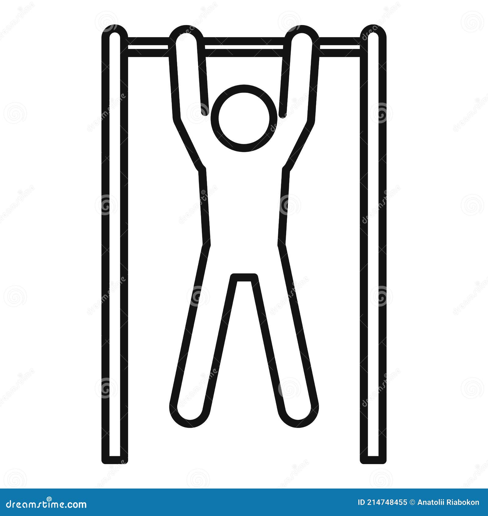 Pull-ups on the Horizontal Bar Icon, Outline Style Stock Vector ...