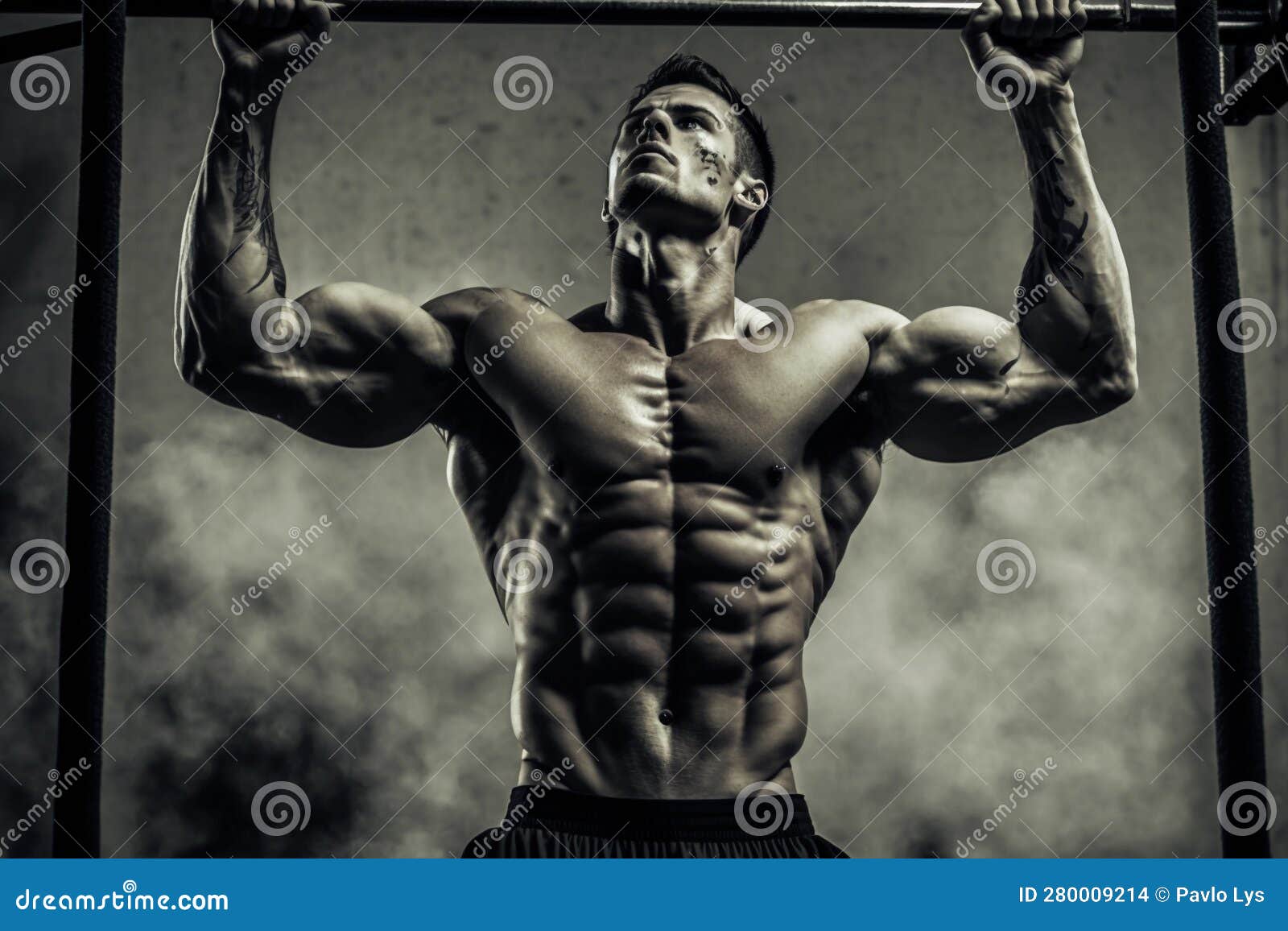 Pull-ups on the Horizontal Bar. Physical Exercises and Training Stock ...