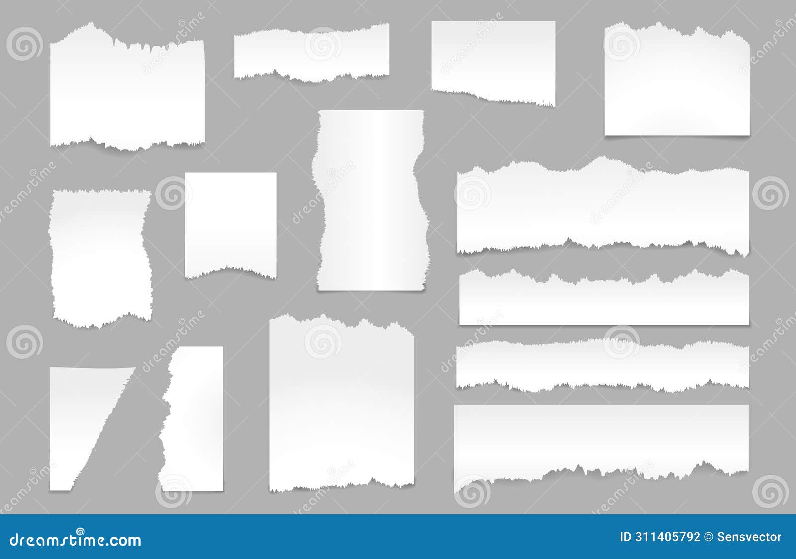 Pulled Apart or Torn Paper Pieces Sheets Stock Vector - Illustration of ...
