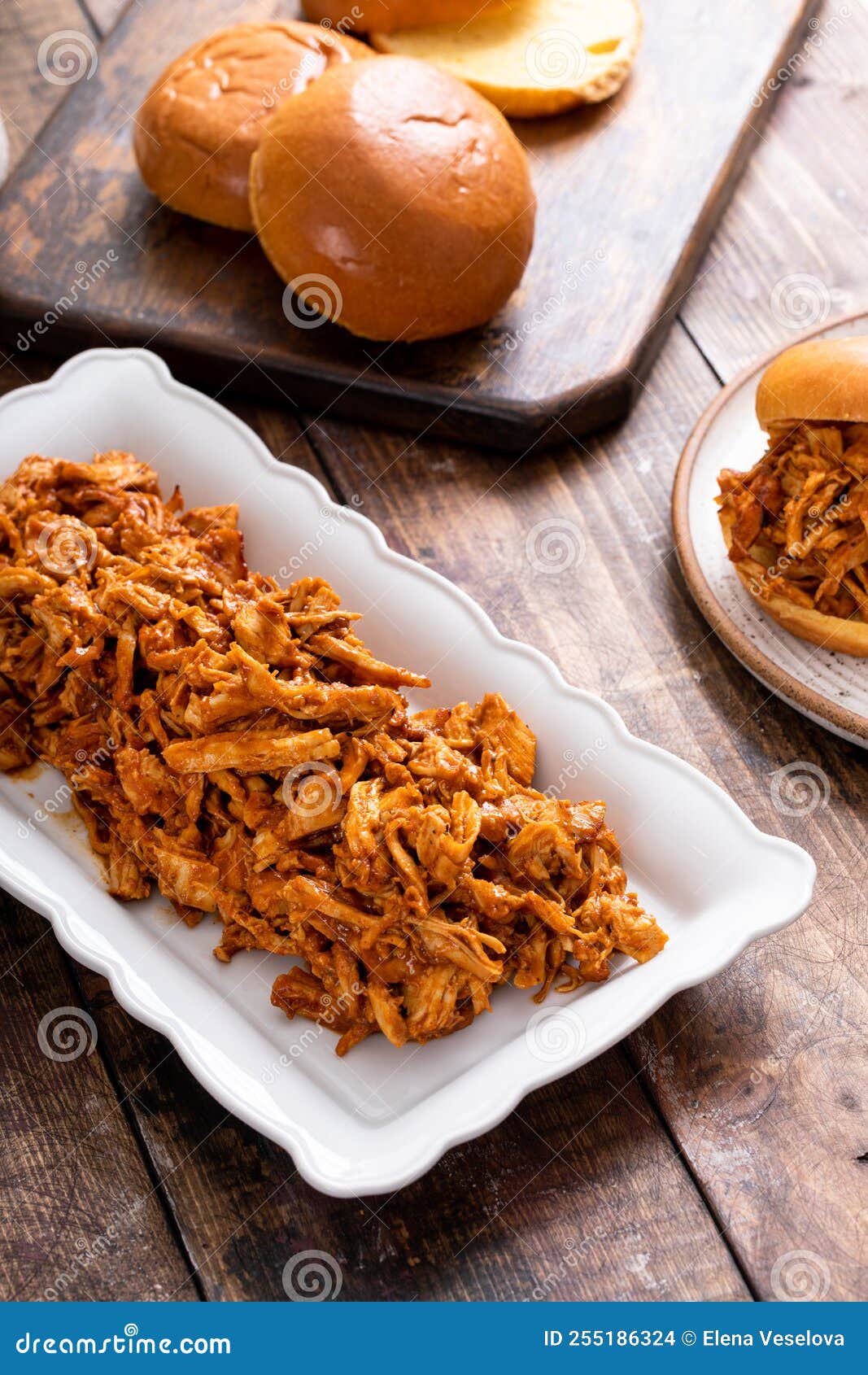Pulled Bbq Chicken on a Serving Plate Stock Photo - Image of barbeque ...