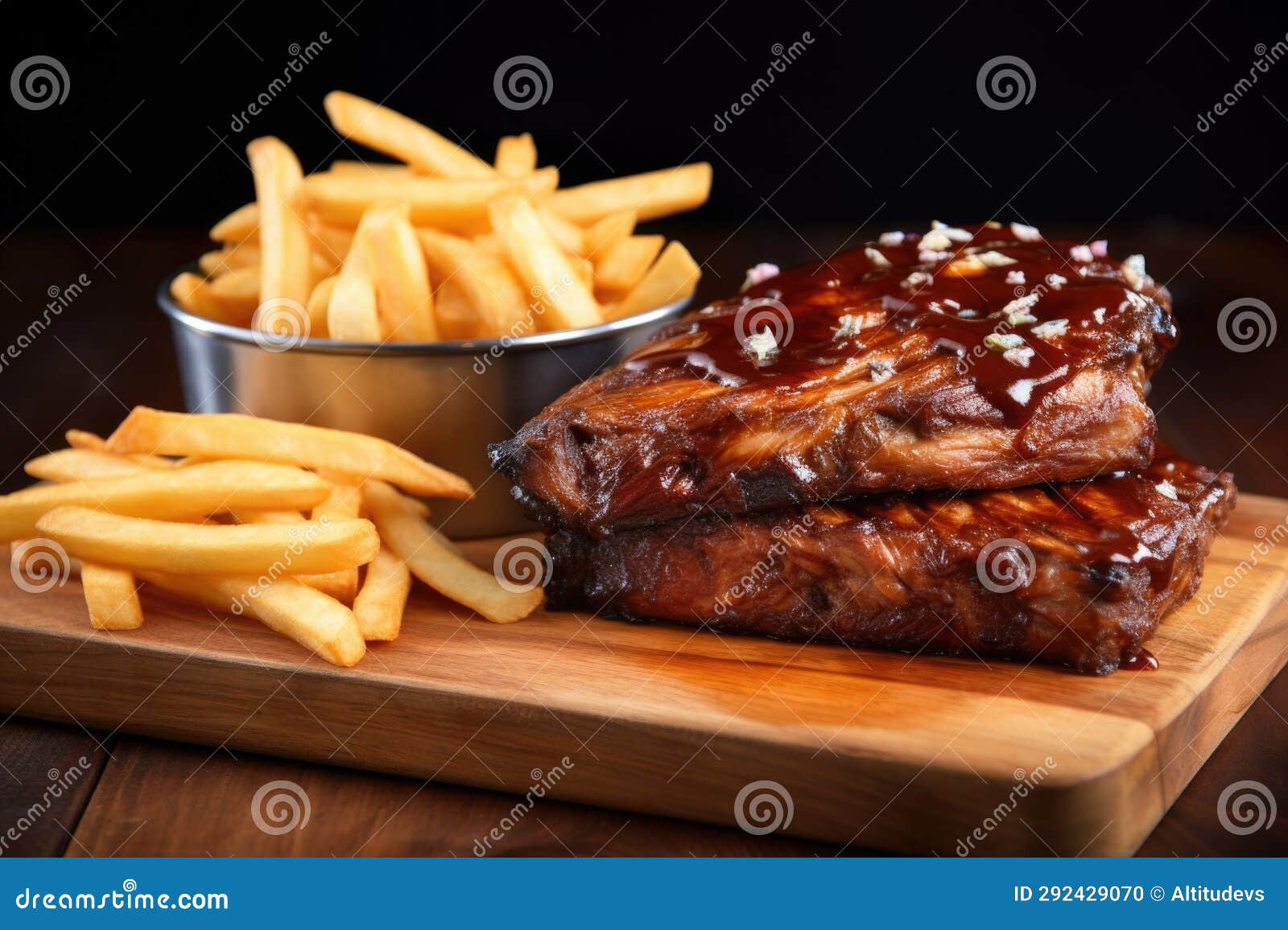 Pulled Bbq Ribs on Toast with Fries and Coleslaw Stock Photo - Image of ...