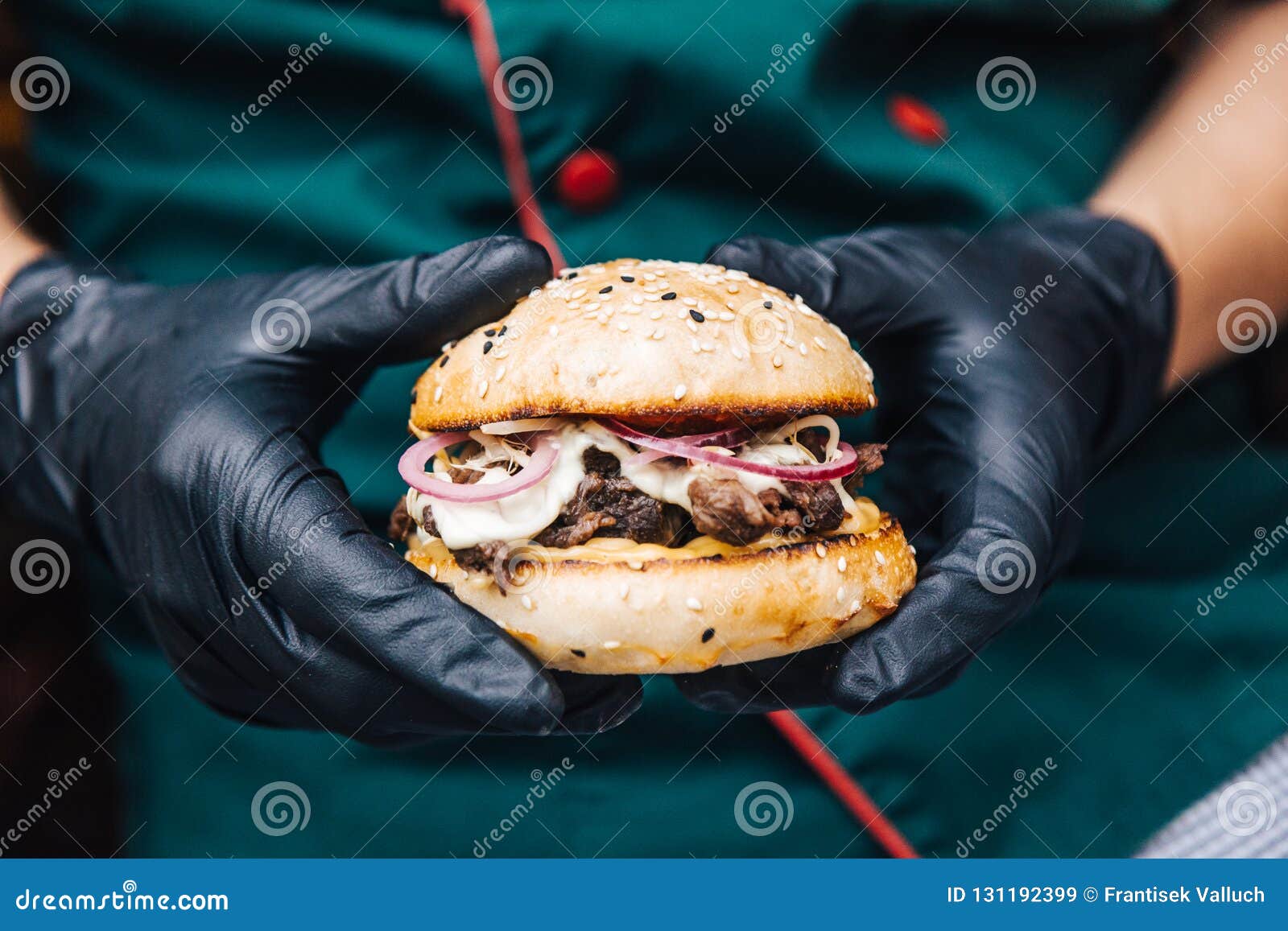 Pulled Beef Burger from Chef Stock Image - Image of cooked, burgers ...