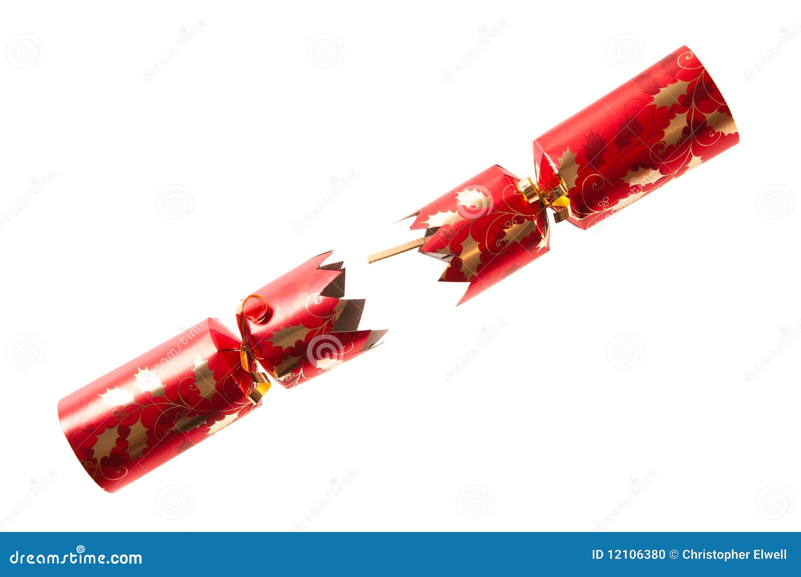 Pulled Christmas Cracker stock photo. Image of isolated - 12106380