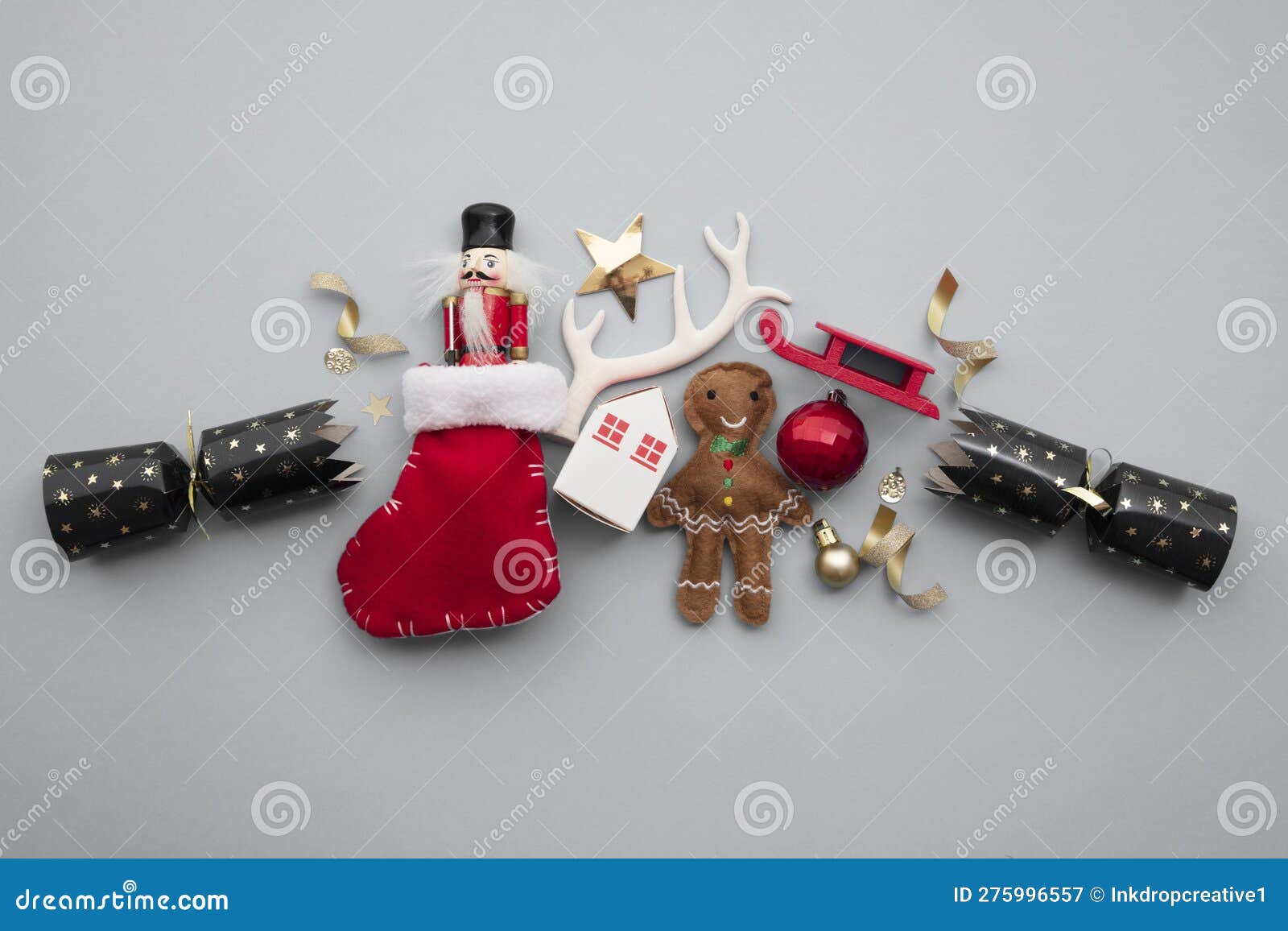 Pulled Christmas Cracker Full of Festive Decorations Stock Image ...