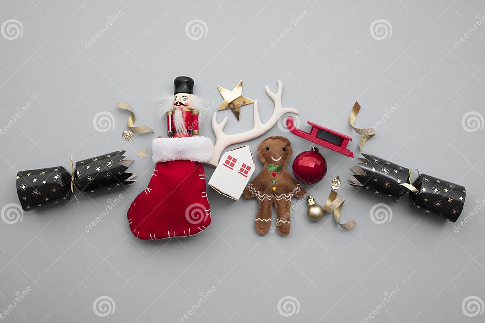 Pulled Christmas Cracker Full of Festive Decorations Stock Image ...