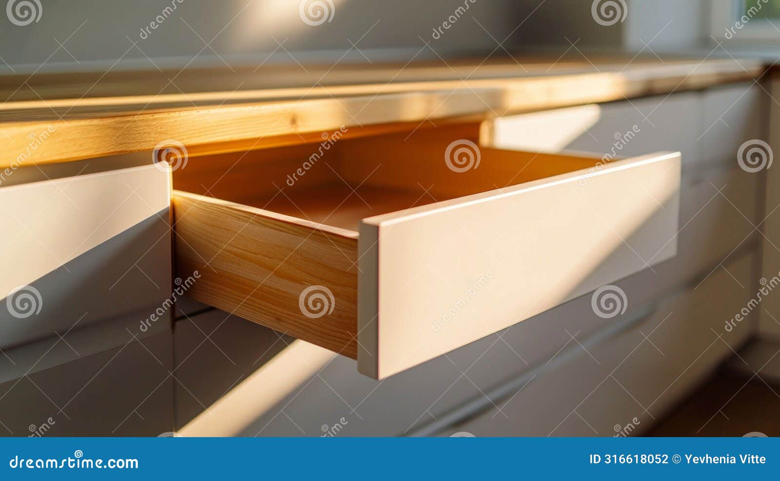 Pulled-Out Empty Drawer in Light Tones. Generative Ai Stock ...