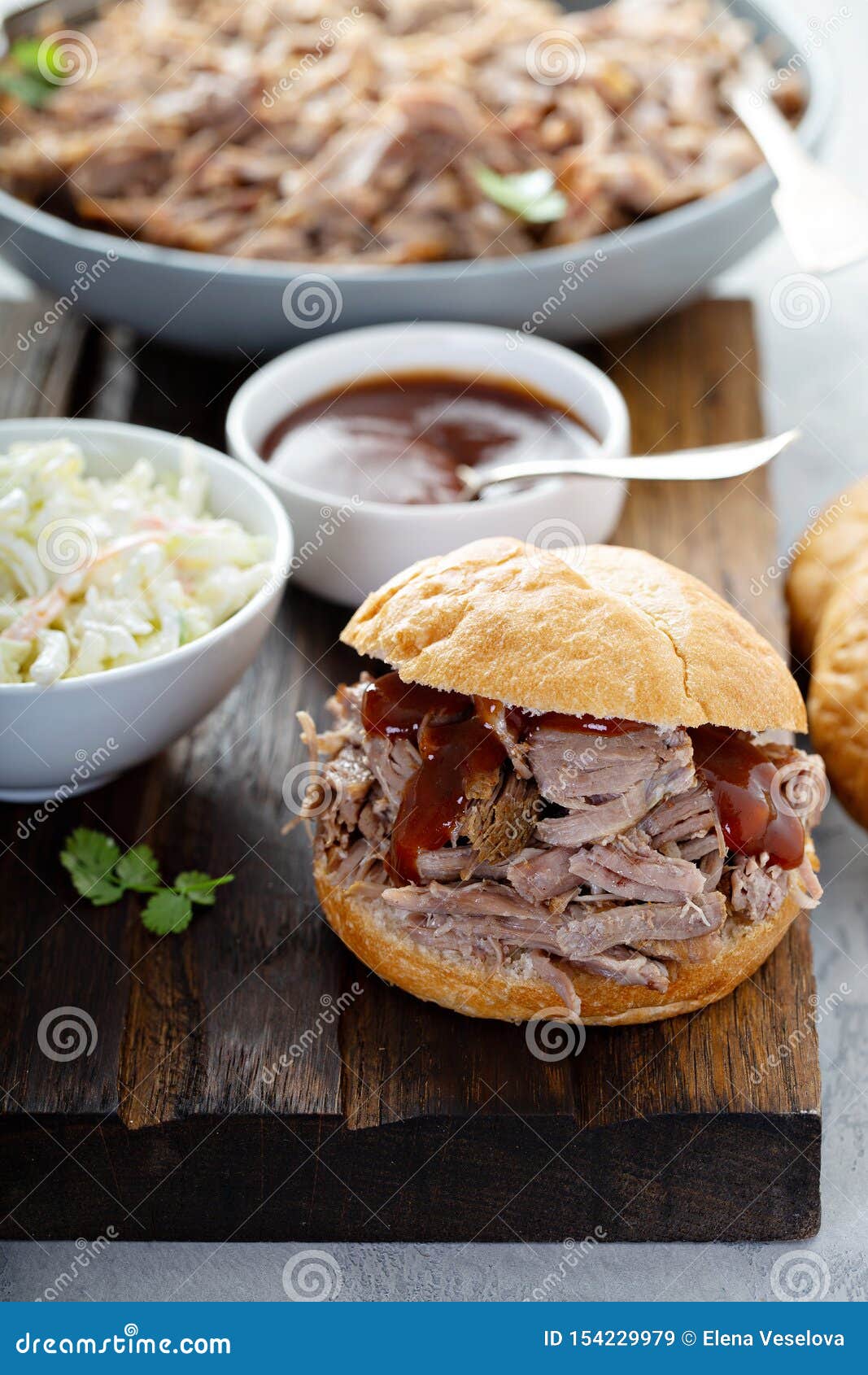 Pulled Pork Sandwich with Cole Slaw Stock Image - Image of meal, pork ...