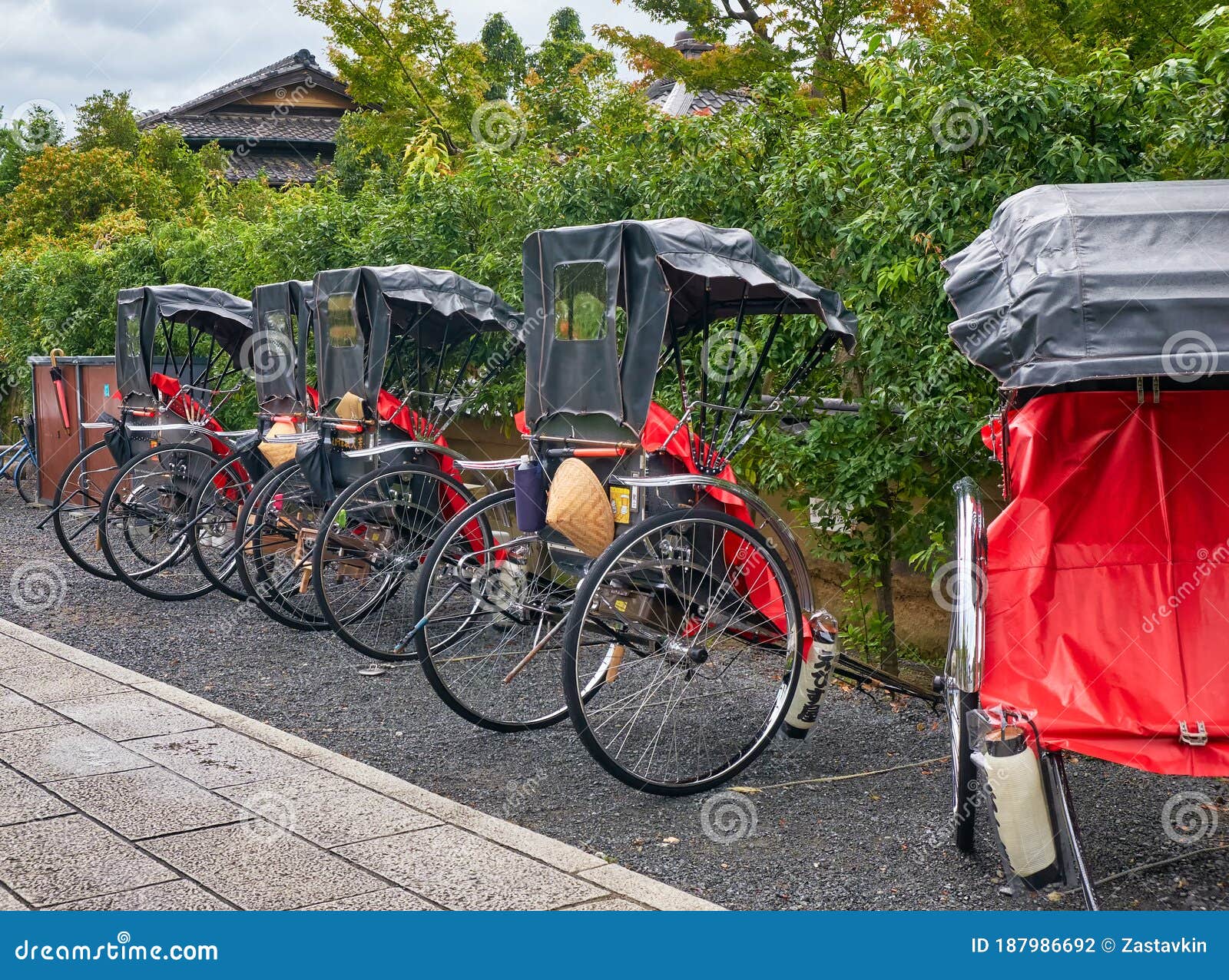 A Pulled Rickshaw Carts or Ricksha on the Street of Old Kyoto. Kyoto ...