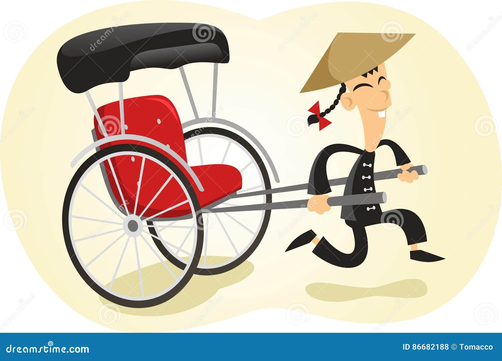 Pulled Rickshaw Illustration Stock Illustration - Illustration of ...